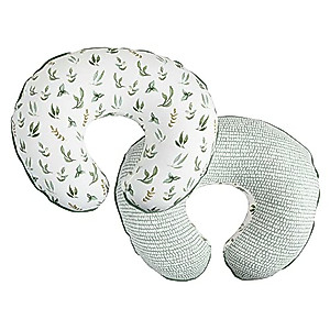 Boppy Organic Original Support Nursing Pillow Cover, Green Little Leaves, 100% Organic Cotton Jersey Cover Fits All Boppy Original Nursing Supports for Breastfeeding and Bottle, Cover Only