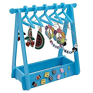 Earring Display Stand Holder Acrylic Jewelry Hanger Rack Ear Studs Organizer With Mini Hangers For Women Baby Girls (8 hangers) (Clear) (BS00)