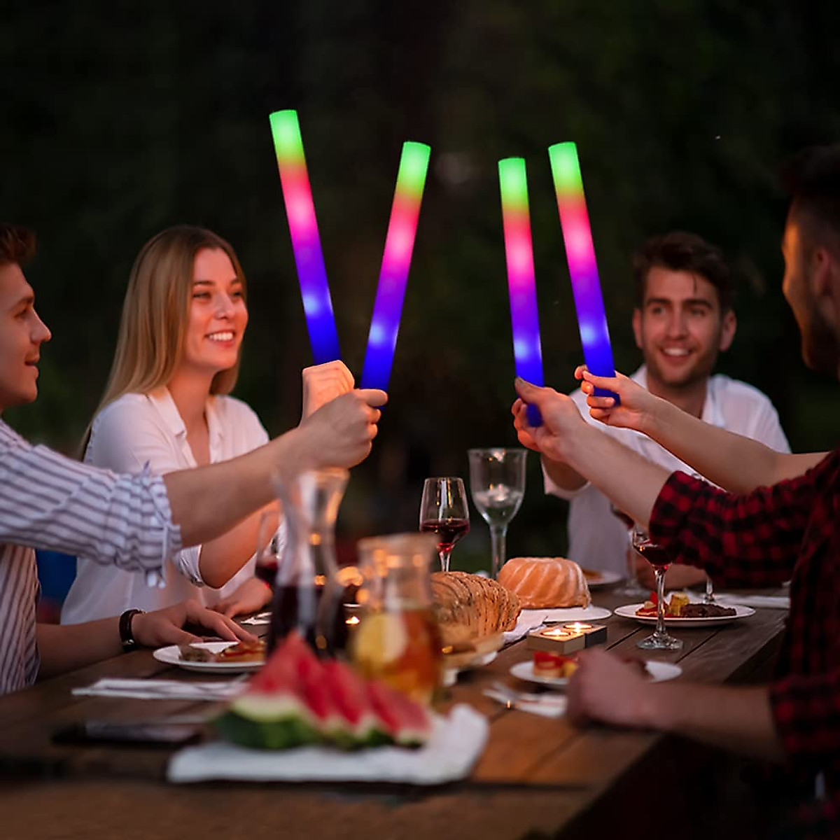 Bylaotrs Foam Glow Sticks Bulk 100 Pack,3 Modes Flashing LED Light Sticks Glow in The Dark Party Supplies Light Up Toys for Parties Wedding Birthday Concert Christmas Halloween