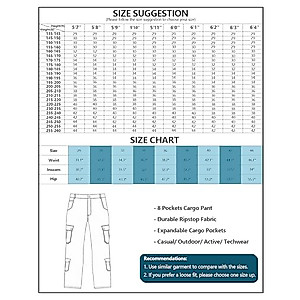 AKARMY Men's Ripstop Wild Cargo Pants, Relaxed Fit Hiking Pants, Army Camo Combat Casual Work Pants with 8 Pockets(No Belt) 3355 Black 38