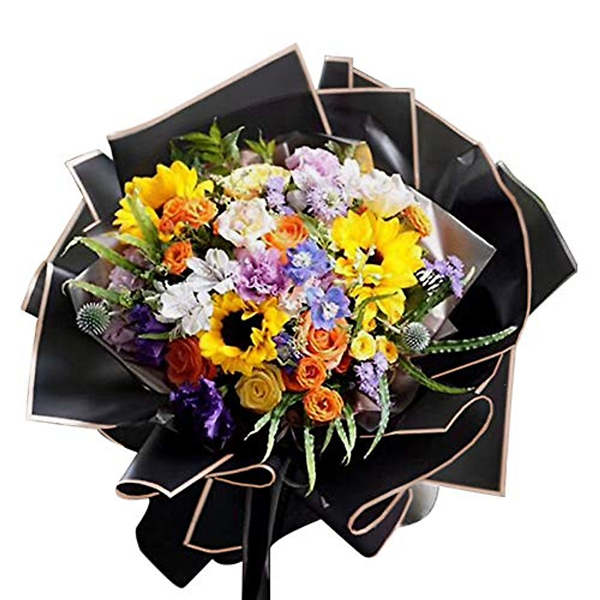 20 Sheets Flower Wrapping Papers Waterproof Gold Edge Wrappers Floral Bouquet Gift Package Paper Florist Packaging Supplies for Mother's Day Birthday Wedding Holiday Decoration