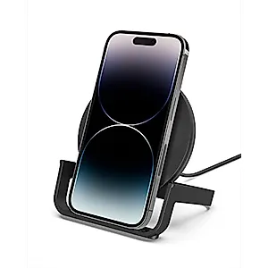 Belkin Quick Charge 10W Wireless Charger - Qi-Certified Charger Stand for iPhone, Samsung Galaxy - Charge While Listening to Music, Streaming Videos, & Video Calling - Includes AC Adapter - Black