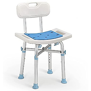 OasisSpace Heavy Duty Shower Chair with Back 500lb, EVA Padded Bath Seat with Height Adjustable Tube- Medical Tool Free Anti-Slip Shower Bench Bathtub Stool for Elderly, Senior, Handicap & Disabled