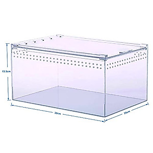 Magnetic Acrylic Reptile terrariums Transparent Enclosure Feeding Supplies Reptile Box,Amphibians pet breeding Vivarium Tank for Turtle,Spiders,Frogs,Geckos,Mantis,Snakes,Scorpions,etc (Large)