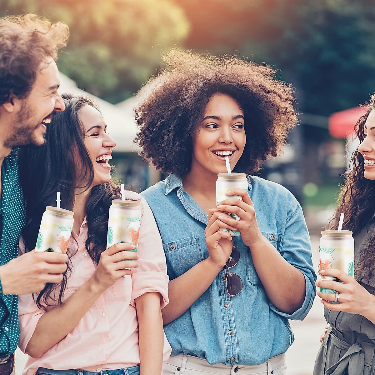 HTVRONT 8 PCS Sublimation Glass Cups Frosted -16oz Sublimation Glass Tumbler with Bamboo Lid - Sublimation Blanks for Painting, Sublimation and HTV Vinyl Crafts