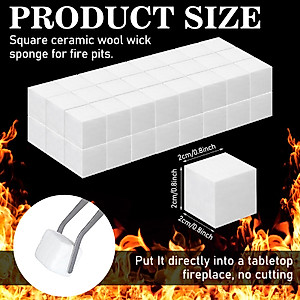 Pangda 48 Pcs 0.79 x 0.79 in Tabletop Fire Pit Ceramic Wool Wick Bioethanol Fuel Table Top Bowl to Extend Burning Time Firepit Sponge Ceramic Fiber Insulation Cotton Core for Rubbing Alcohol