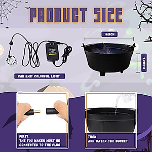 Wettarn 14 Inches Black Plastic Witch Cauldron Mist Maker Fogger Kettle Planter Trick or Treat Bucket for Halloween Party Prop Home Outdoor Decorations