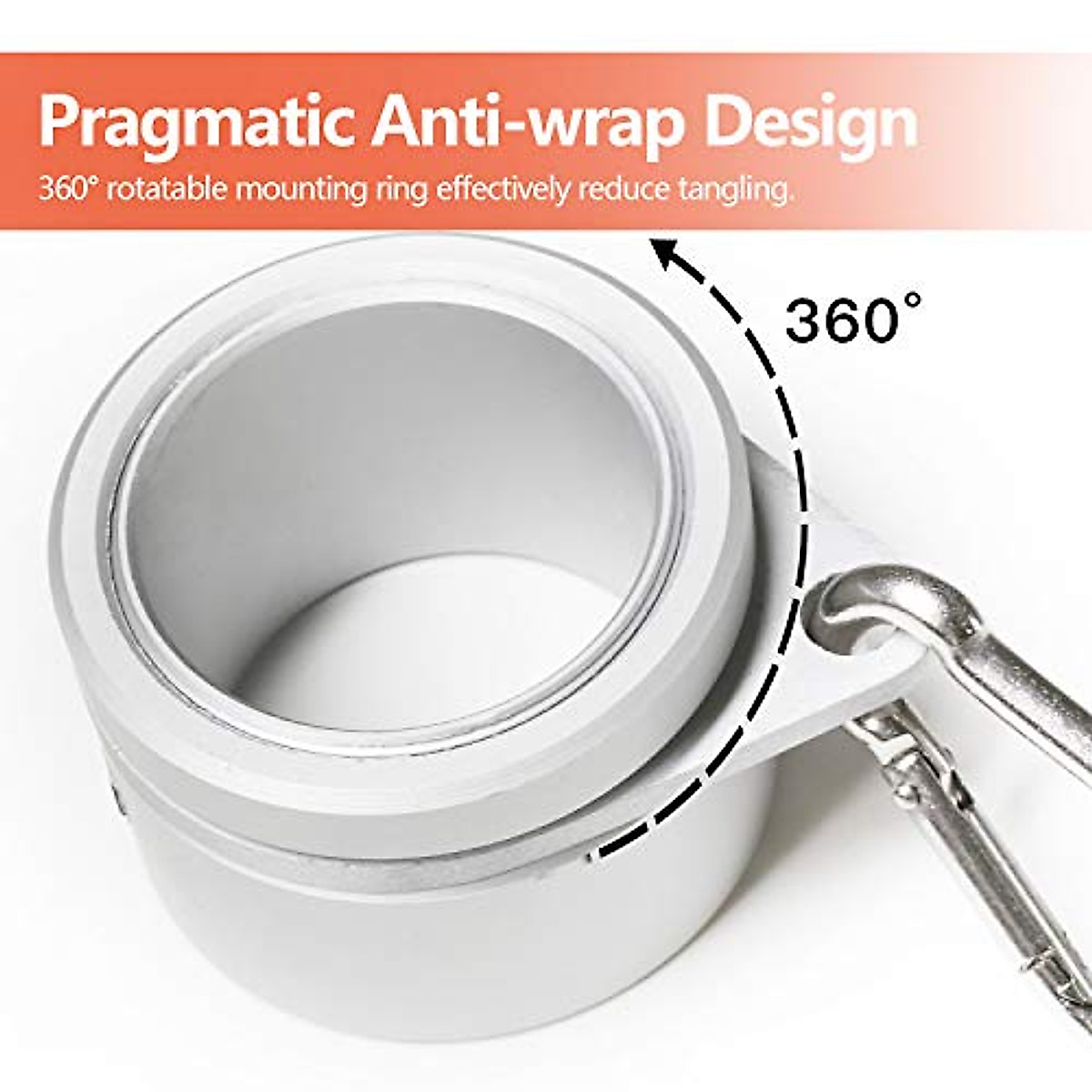 Anley 1.26" Aluminum Flagpole Mounting Rings Set - Anti Wrap 360° Rotatable Ring with Carabiners - Ideal for 1-1/4 Inch Diameter Flag Pole & Flag with 2 Grommets (Silver, Pack of 2)