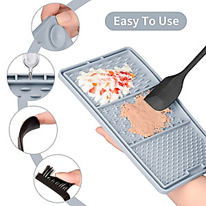 Coomazy Dog Lick Mat, Dog Slow Feeder, Boredom and Anxiety Reducer, Non-Slip Design Lick Mat for Dogs and Cats, Suitable for Yogurt, Peanut Butter and Liver Paste, Non-Toxic, Blue, L