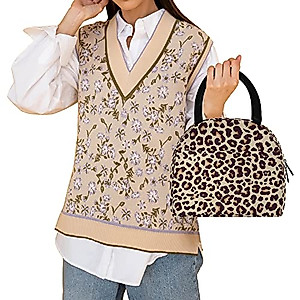 CBBYY Lunch Bag Women Leopard Print Reusable Insulated Lunch Tote Bag for Adult & Student Leakproof Cooler Lunch Bags for Work Office Travel School Picnic (Cheetah)
