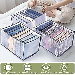 Drawer Organizers for Clothing Topcci Wardrobe Clothes Organizer, Washable Foldable Clothes Drawer Organizer Compartment Storage Box for Thin Jeans, Leggings, Underwear, Socks, T-Shirts (Gray,7 Grids)