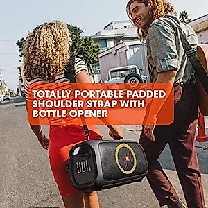 JBL PartyBox On-The-Go Portable Party Speaker with Built-in Lights Black (Renewed) (with Microphone)