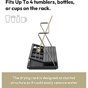 carrotez Bottle Drying Rack, Cup Drying Rack,Tumbler Drying Rack with Drain Tray - Bottle with Narrow and Wide Openings with Various Capacity, Different Bottle Type, Mug Type and Cup Type - Black