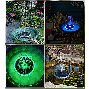 Yzert Solar Fountain Matte Panel with 4000 Capacity Battery, 4W Floating Solar Bird Bath Fountains with 8 Nozzles & 4 Fixed Rods, Solar Fountain Pump for Bird Bath,Garden, Pond, Outdoor