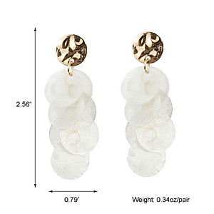 Winssigma Shell Earrings for Women, Cluster of Round Shell Drop Dangle Earrings Summer Beach Jewelry(White)