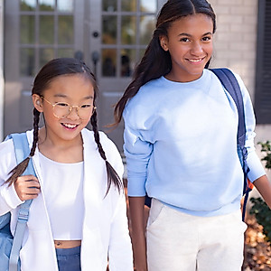 Hanes Girls Ecosmart Crewneck Sweatshirt, Soft Midweight Fleece For Pullover Sweater, White, Medium US