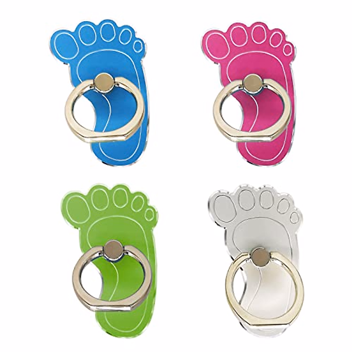 Cacylife Kawaii Metal Cell Phone Ring Holder Set,4 Pack Cute Finger Kickstand Grips ,Compatible with iPhone,Samsung Galaxy,iPad,Tablet and Other Phones or Case(Pink+White+Green+Blue)