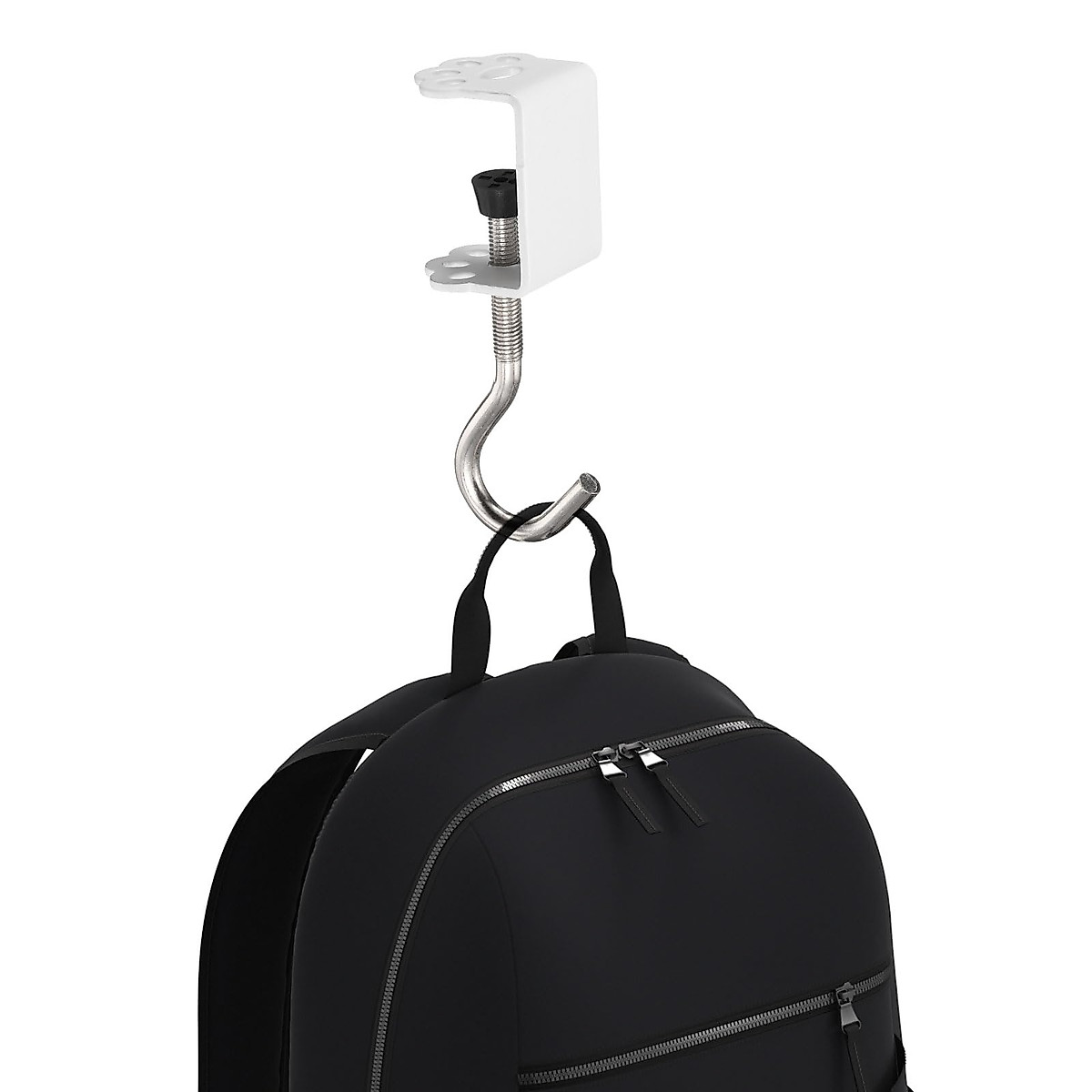 HARFINGTON 2pcs Desk Hook Clamp 0.2"-1.4" Clamping Range Cat Claw Shape Bag Hook for Backpack Table Purse Clothes Portable Desk Mount Bag Holder Hook Clamp, White