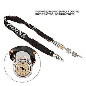 Natudeco Bicycle Security Chain Lock Heavy Duty Mobility Scooter Lock Wheelchair Chain Lock Outdoor Fence Padlock with with Key for Outdoor Security