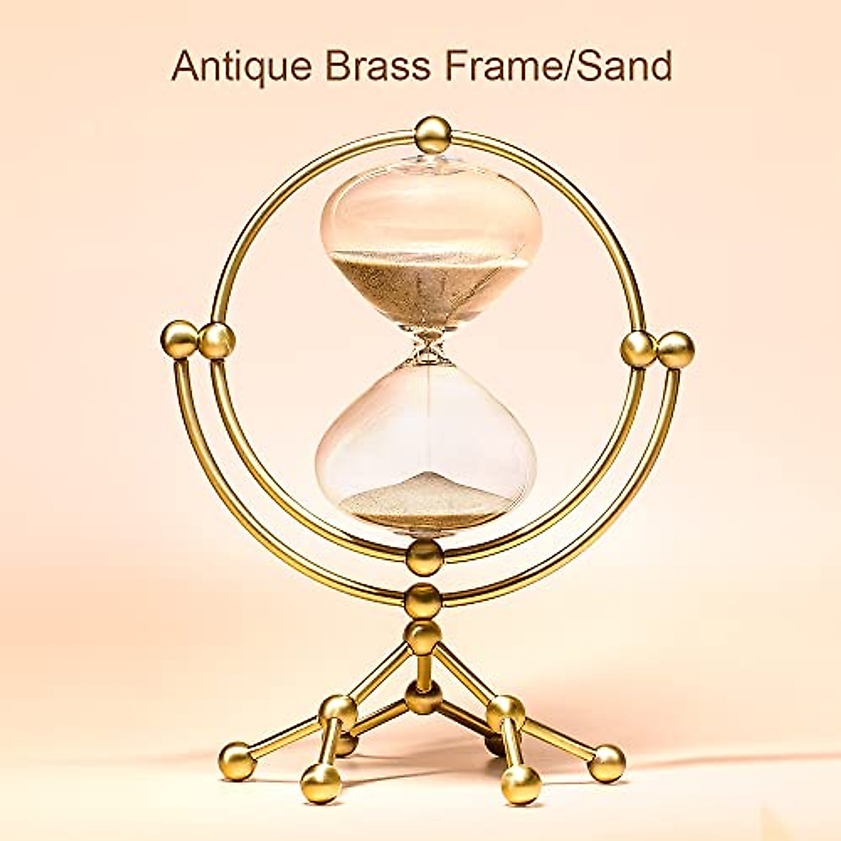 Tpmorwilfun Hourglass 30 Minutes Sand Timer for Kids, Games, Classroom, Home, Desk, Office Decorative, Large Rotating Metal Sandglass (Gold)