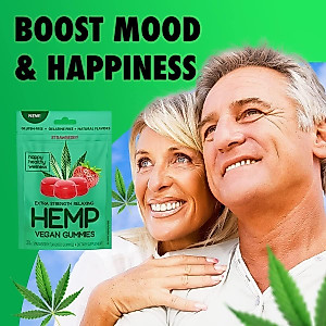 Happy Healthy Wellness Vegan Gummies Gelatine & Gluten Free Strawberry Flavor (30 Count) Made in USA for Adults