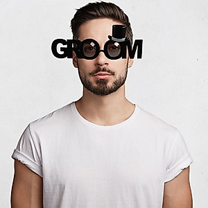 NUOBESTY Groom and Bride Eyeglasses Decorative Bachelor Party Eyeglasses Bachelorette and Bridal Shower Decorations for Party Photo Props, 2pcs