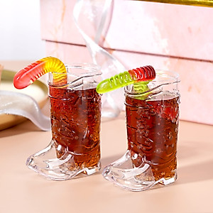 SHAOQINLIN Cowboy Boot Shot Glasses, 15 Pcs 1 oz Mini Plastic Boot Cups, Clear Pattern Beer Boot Mugs Western Cowboy Cowgirl Theme Party Supplies
