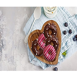 IMIKEYA Heart Shaped Bamboo Tray Wood Plate Wooden Rustic Farmhouse Serving Tray Plate for Home Restaurant Cake Cookie Plate Valentine Christmas Table Decor