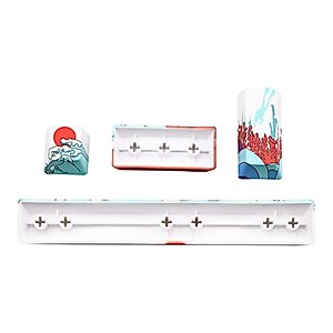 4 Keycap Set,Dye-subbed PBT Keycap, OEM Spacebar Keycap, Esc Keycap Enter Keycaps for DIY Cherry MX Gaming Mechanical Keyboard, Sea