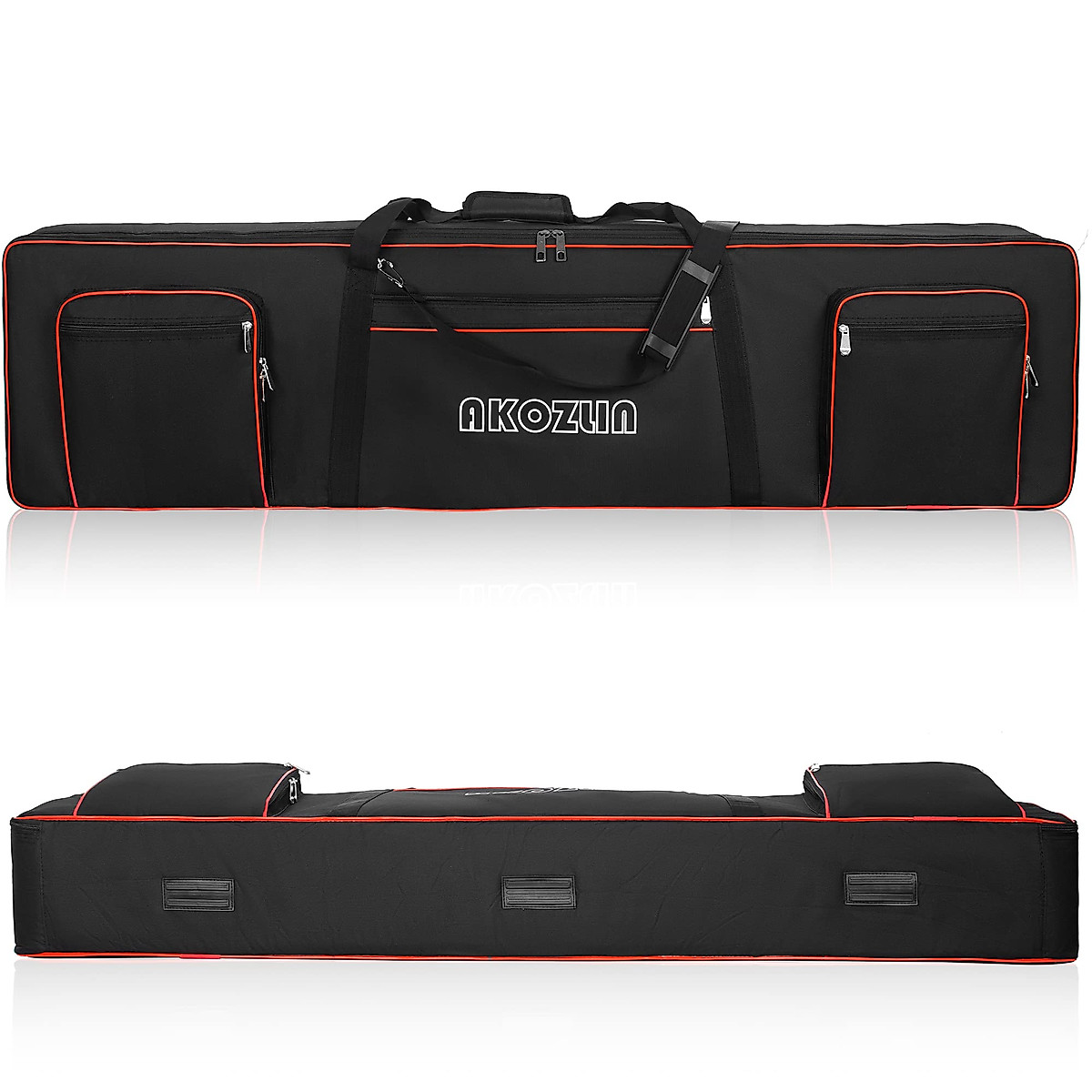 AKOZLIN 88 Keys Electric Piano Keyboard Gig Bag with Adjustable Straps and 5-Pocket for Keyboard Accessaries,Slim 88 Key Keyboard Case Interior:54.1"x13.18"x6.69"