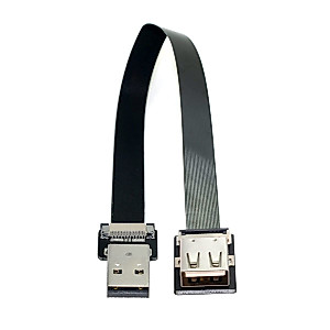 cablecc USB 2.0 Type-A Male to Female Extension Data Flat Slim FPC Cable for FPV & Disk & Scanner & Printer 20CM
