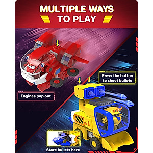 Super Wings Toys, 7 Inch Jett's Super Mecha Transforming Robot, Transforming from Toy Plane to Robot just 14 Steps, Action Figures Toy for Kids Ages 3 and Up, Gifts for Boys and Girls