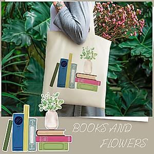 Sweetude 8 Pack Canvas Book Tote Bag Bulk Library Grocery Bag Aesthetic Book Lovers Club Gifts Librarian Bookish Gifts for Readers(Book)