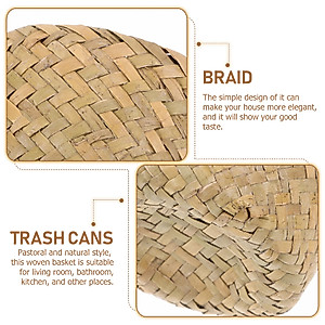 Ciieeo Round Seagrass Woven Storage Basket Waste Basket Pen Holder Natural Straw Garbage Can Trash Basket Makeup Brush Holder