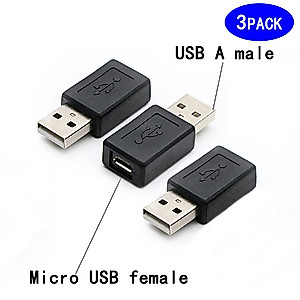 rgzhihuifz 3 Pack USB 2.0 A Male to USB Micro Female Adapter Converter