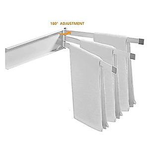 YEAVS Swing Towel Holder Rack White, Wall Mounted Towel Bar Swivel with 3-Arm for Bathroom Kitchen Storage