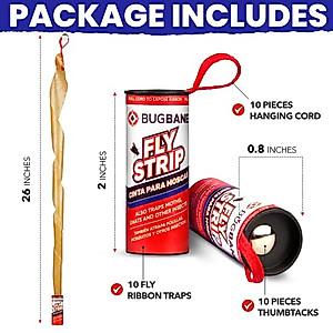 10 Fly Strips Indoor Sticky Hanging with Pins. Fly Trap Fly Paper Strips Indoor Hanging Fly Tape for Indoors and Outdoor. Fly Catcher Fly Ribbon Sticky Fly Traps for Indoors Flypaper. Fruit Gnat Traps