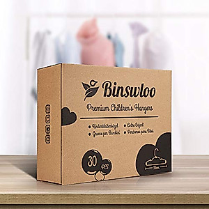 Binswloo Children's Clothes Hangers, Plastic Heavy Duty Kids Hangers Baby Nursery Hangers Tubular Hangers, 11.4 Inch, Pack of 30, White