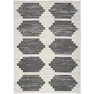 Nourison Modern Passion Geometric Ivory/Grey 5' x 7' Area -Rug, Easy -Cleaning, Non Shedding, Bed Room, Living Room, Dining Room, Kitchen (5x7)