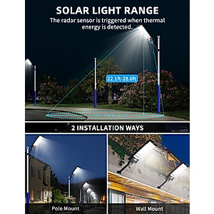 Sararoom 800W Solar Street Lights Outdoor Waterproof，16000 LM Dusk to Dawn Solar Flood Light with Remote Motion Sensor，Dimmable LED Street Light for Parking Lot, Yard, etc（ 4 Pack ）