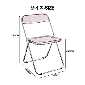 KAIHAOWIN Luxury Modern Transparent Folding Chair Acrylic Folding Chairs-Acrylic Ghost Stackable Crystal Seat-PC Plastic Living Room Seat-Chrome Frame Accent Side Chair for Outside Inside-Pink