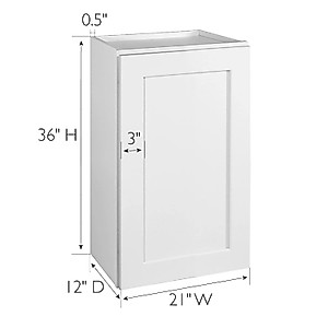 Design House 543124 Brookings Unassembled RTA (Ready-to-Assemble) Shaker Style Wall Kitchen Cabinet, 21x36x12, White