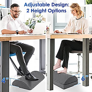 CushZone Foot Rest for Under Desk at Work Adjustable Foam for Office, Work, Gaming, Computer, Gift, Home Office Accessories Back & Hip Pain Relief (Grey)