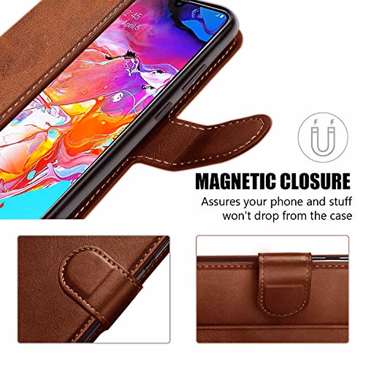 QLTYPRI Case for iPhone SE 2022 5G/iPhone SE 2020/iPhone 8/iPhone 7, Premium PU Leather Simple Wallet Case with Card Slots Kickstand Magnetic Closure Shockproof Flip Cover for iPhone 7/8/SE2/SE3-Brown