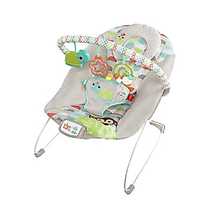 Bright Starts Happy Safari Vibrating Baby Bouncer Seat with 3-Point Harness and-Toy Bar, Age 0-6 Months