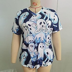 Christmas Mock Wrap Scrubs for Women Short Sleeve Medical Scrub V-Neck Soft Workwear Springy Tshirts Under Scrub Shirts Long Sleeve(3-Red,4X-Large)