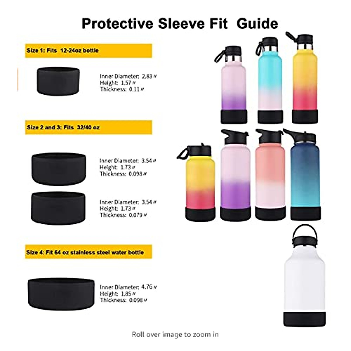 bottlebottle Rounded Bottom Protective Silicone Sleeve for 32 and 40oz Wide Mouth Water Bottle, BPA Free Anti-Slip Bottom Cover, Portable Travel Pet Bowl for Dog Cat Food Water Feeding