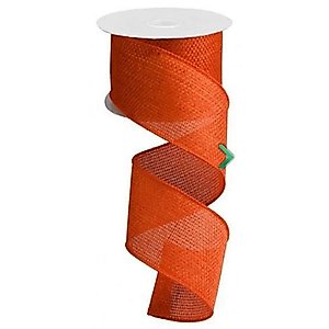 Cross Royal Burlap Wired Edge Ribbon - 2.5" x 10 Yards (Orange)