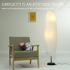 FERCAISH Rice Paper Floor Lamp Shade, Foldable and Minimalist Style Paper Lamps Classic Modern Paper Floor Light Bulb Cage Guard for Living Room Bedroom Décor