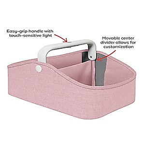Skip Hop Diaper Caddy Organizer with Touch Sensor Night Light, Nursery Style, Pink Heather